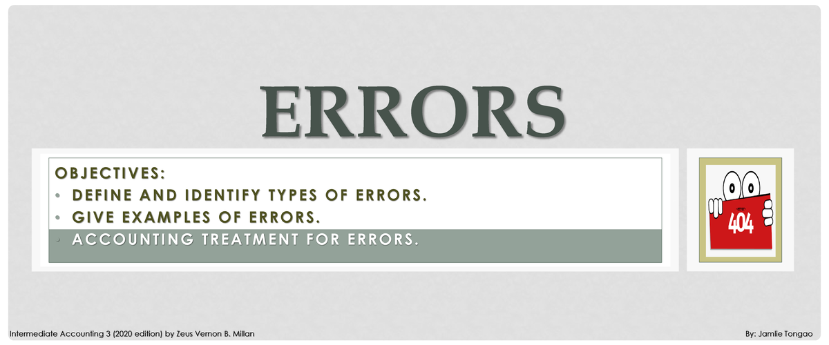 Class errors - Lecture notes 1 - OBJECTIVES: DEFINE AND IDENTIFY TYPES ...