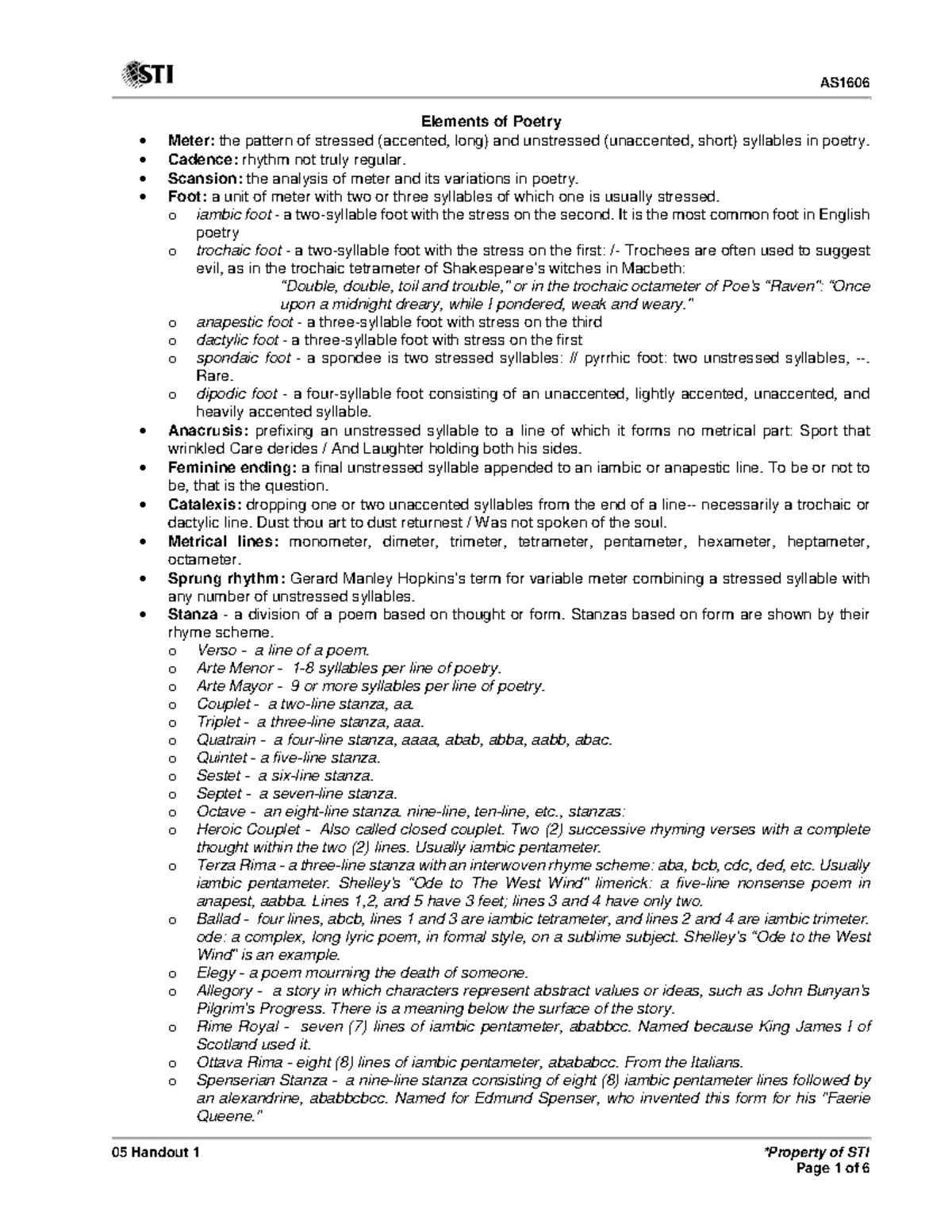 05 Handout 17 - Hello - 05 Handout 1 *Property of STI Elements of ...