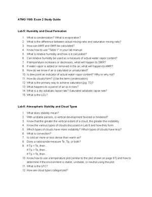 Exam 1 Guide Atmo 1100 - Introduction to Atmospheric Science ATMO 1100 Exam guide 1 Describe the ...