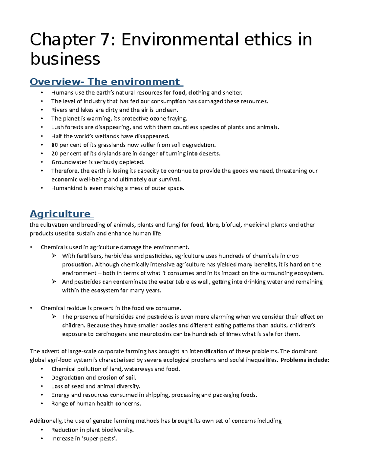 Environmental ethics in business - The level of industry that has fed ...