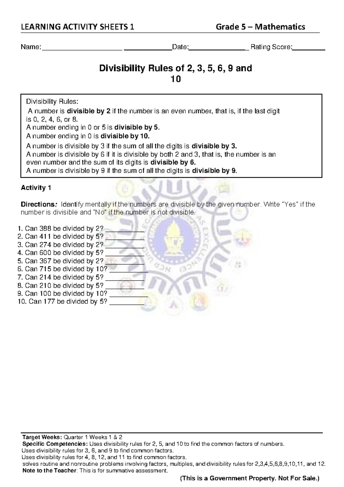 584874933 1 MATH5 LAS1 Q1 WEEK 1 2 - Target Weeks: Quarter 1 Weeks 1 ...