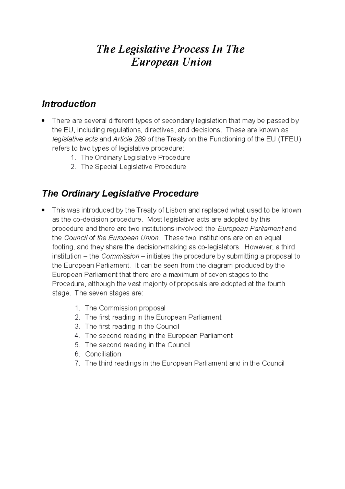 The Legislative Process In The EU The Legislative Process In The the-legislative-process-in-the-eu-the-legislative-process-in-the