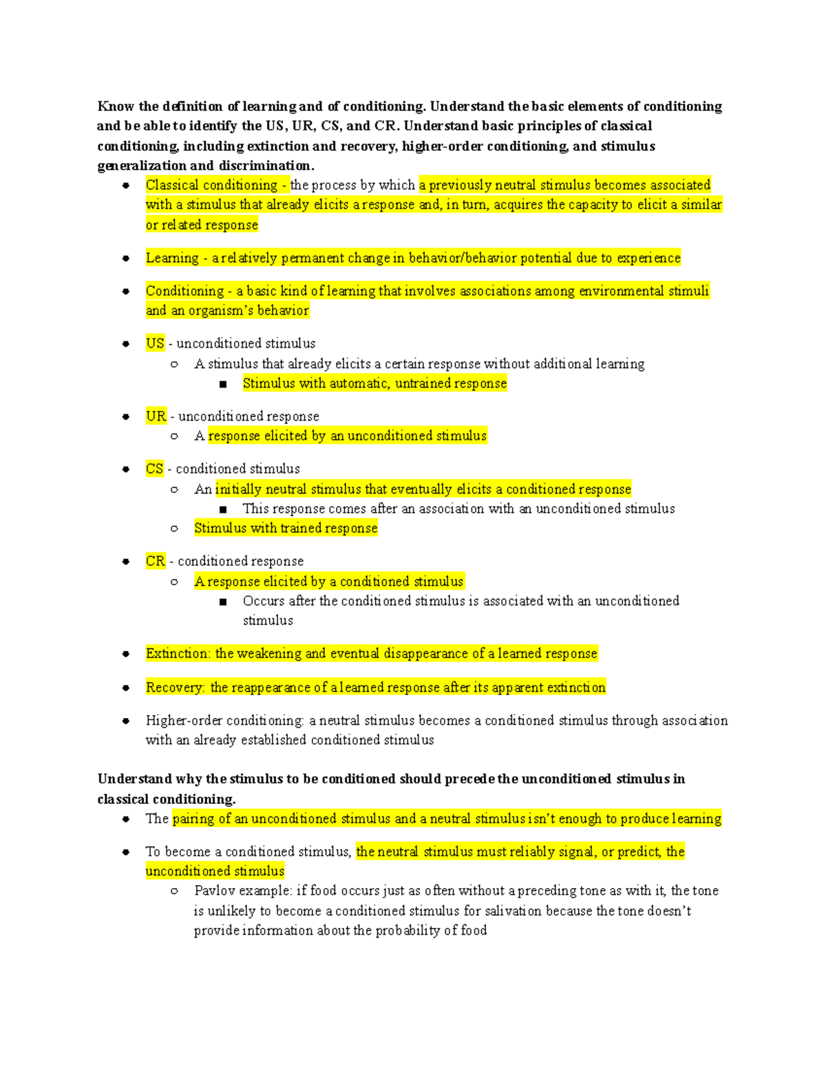 Psych 110 - Chapter 7 - Know the definition of learning and of ...