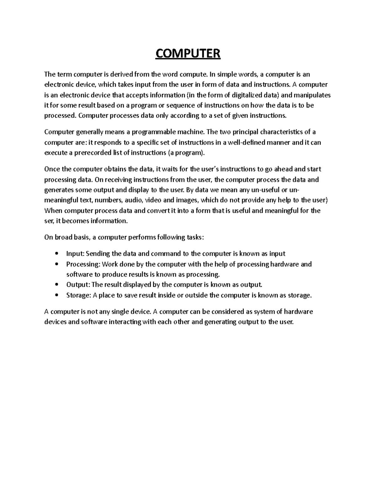 Computer-WPS Office - Useful notes - COMPUTER The term computer is ...