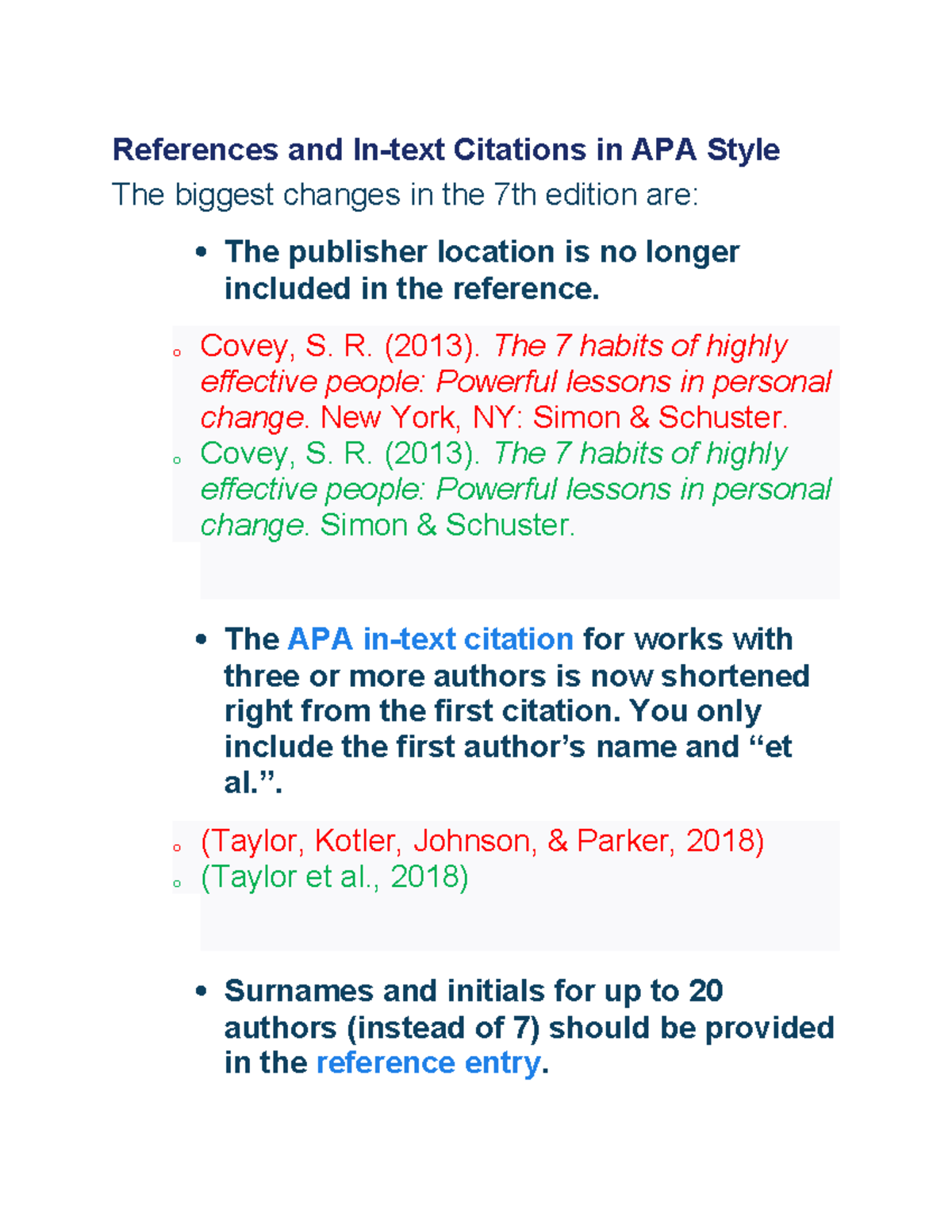 APA 7th Edition Format - References and In-text Citations in APA Style ...