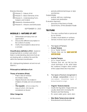 ART History 11 - Focuses on: - What Art is - What Art Appreciation is ...