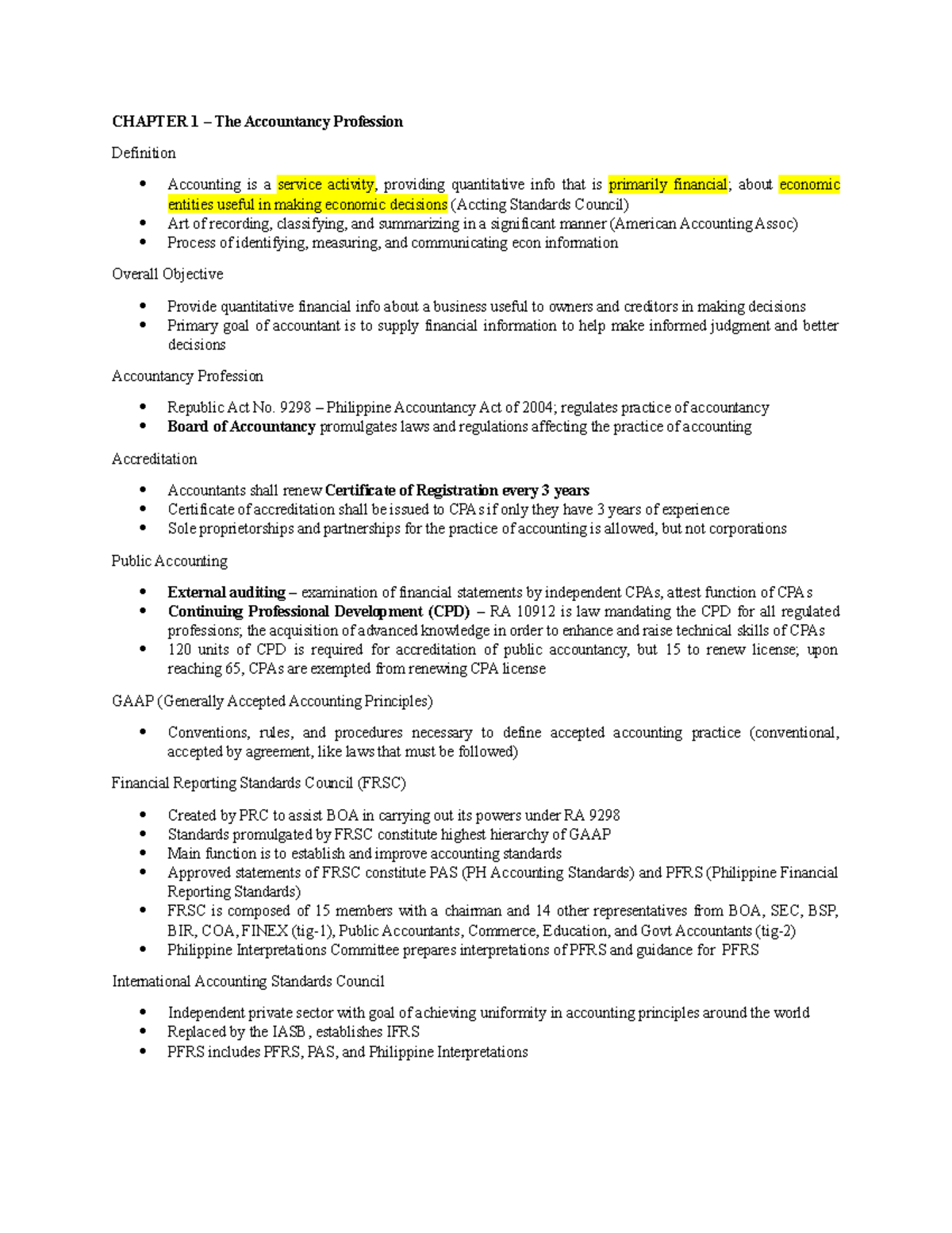 Theory-of-FAR - Notes FAR - CHAPTER 1 – The Accountancy Profession ...