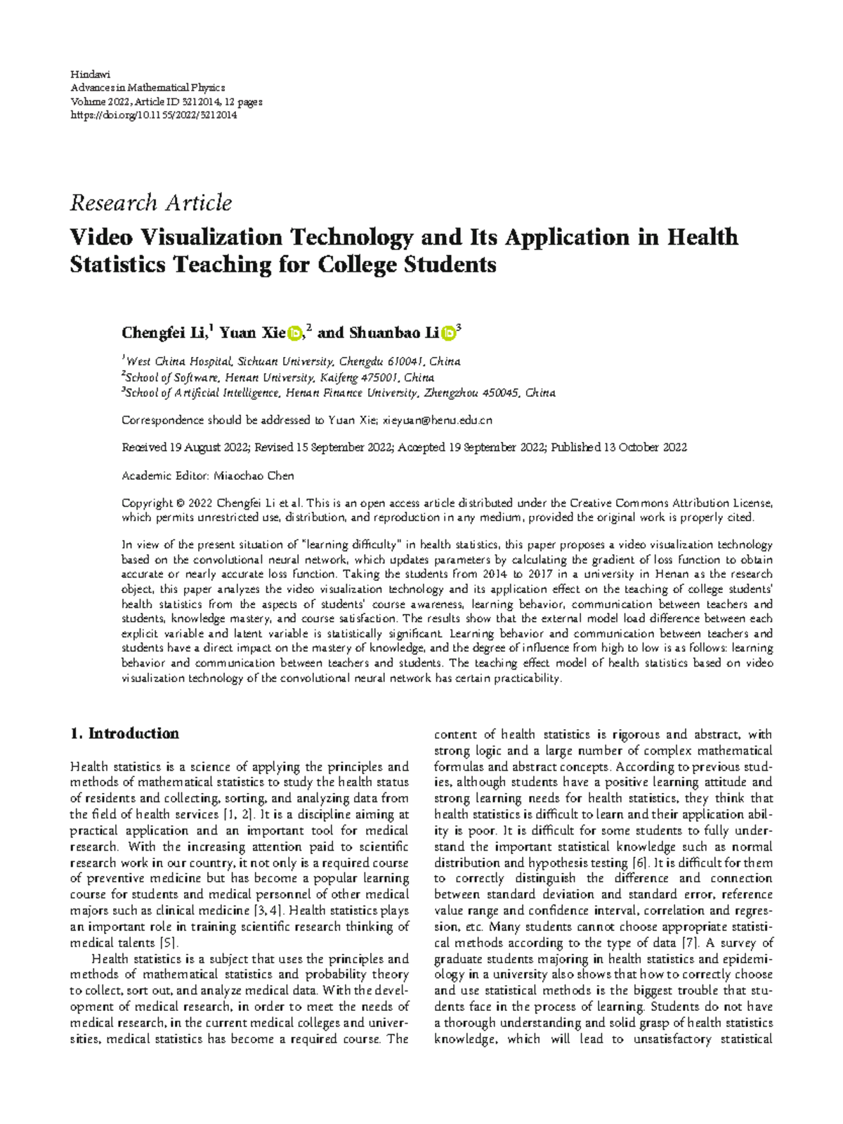 Video Visualization Technology and Its Application in Health Statistics ...