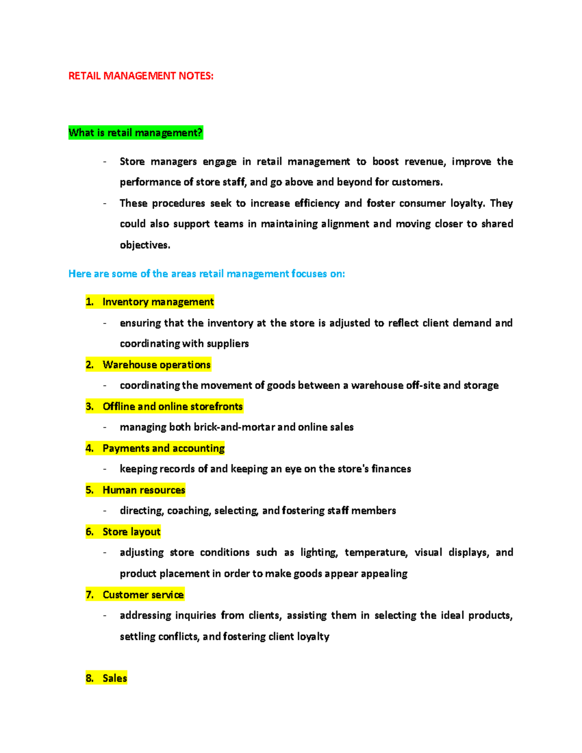 Retail Management Notes 2 - RETAIL MANAGEMENT NOTES: What is retail ...