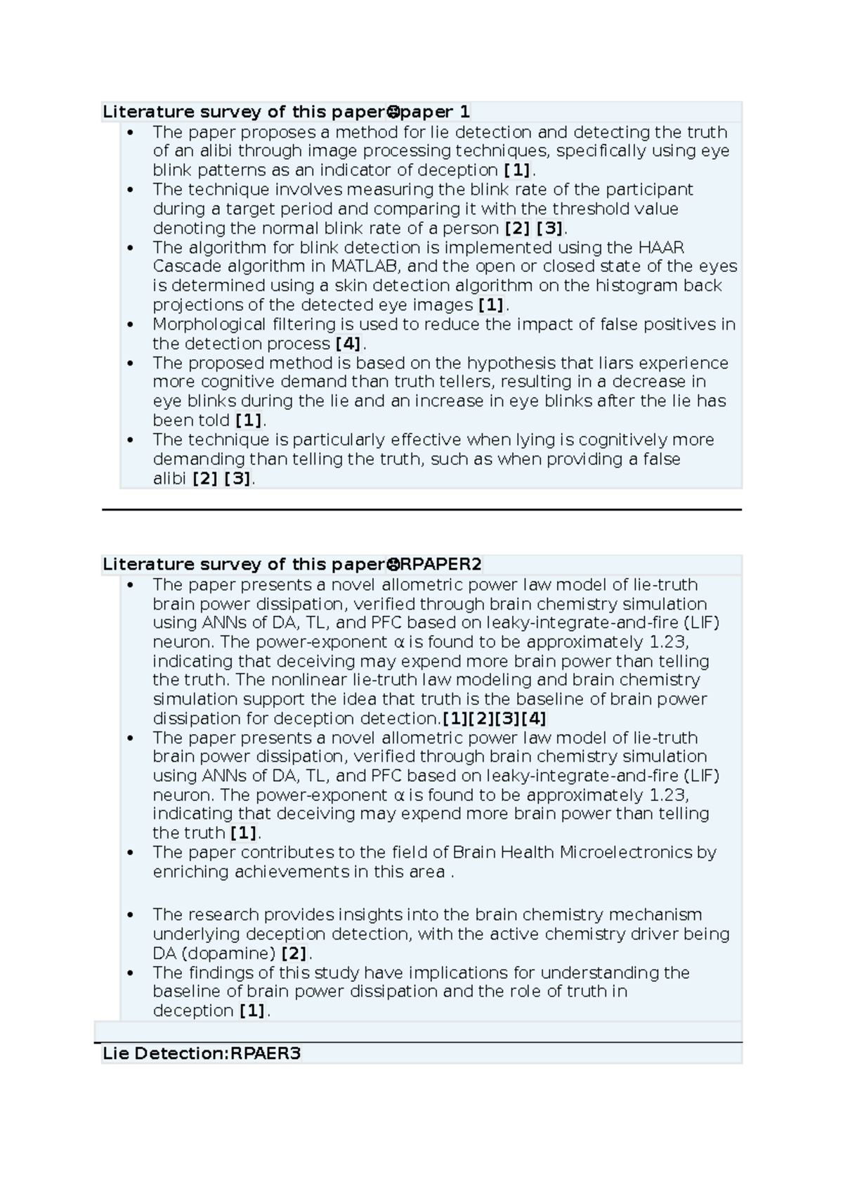 Literature survey of Papers - Literature survey of this paper paper 1 ...