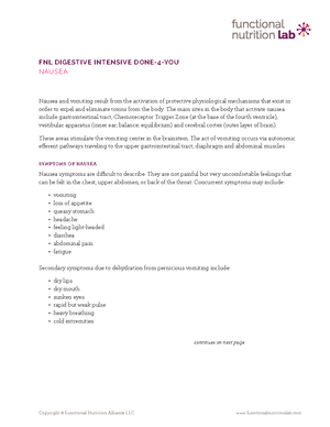 FBS Digestive ACE Class 2 - Copyright © Functional Nutrition Alliance ...