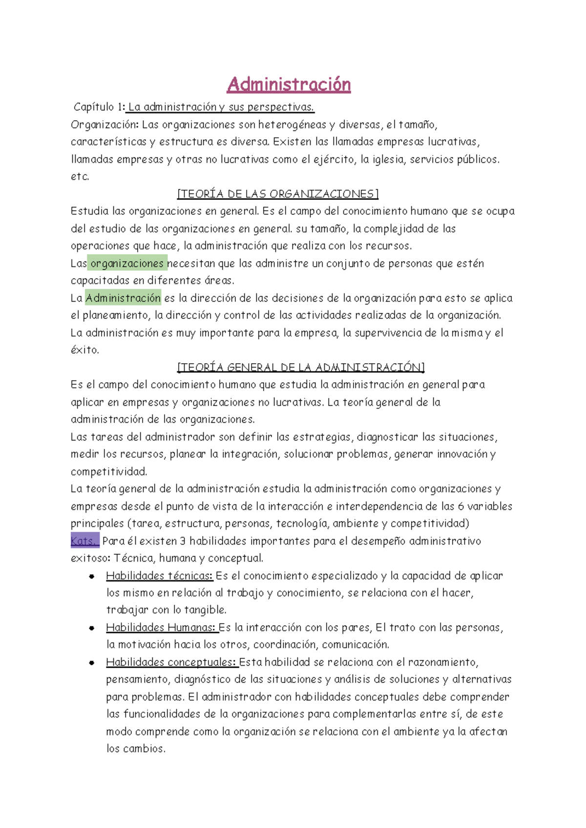 Resumen Administracion - Administración Capítulo 1: La administración y ...