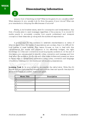 Self learning Module MIL Week 5 - PIVOT 4A CALABARZON 26 PIVOT 4A ...