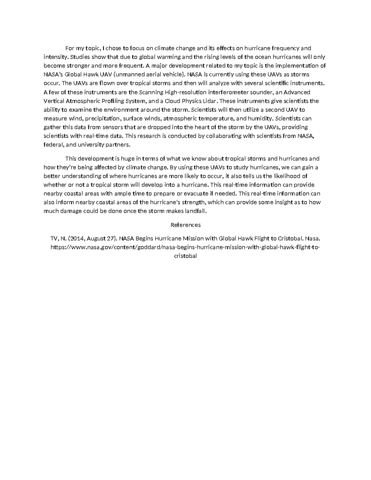 SCI 100 Module 3 Activity - For my topic, I chose to focus on climate ...