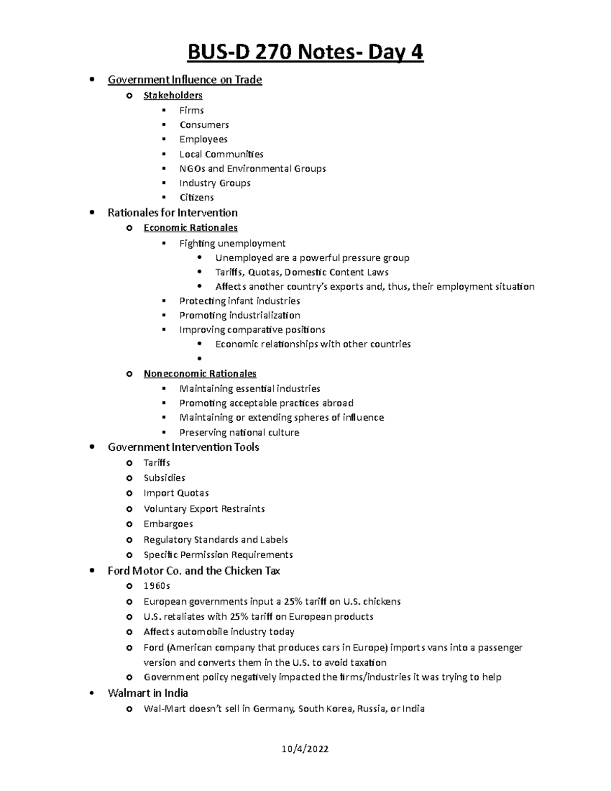 BUS-D 270 Notes- Day 4 - Garcia - BUS-D 270 Notes- Day 4 Government ...