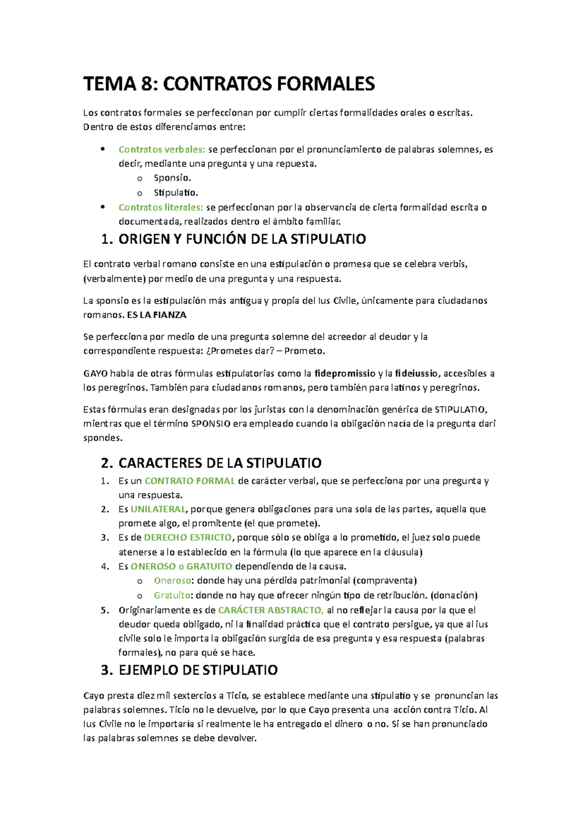 TEMA 8 derecho romano apuntes - TEMA 8: CONTRATOS FORMALES Los ...