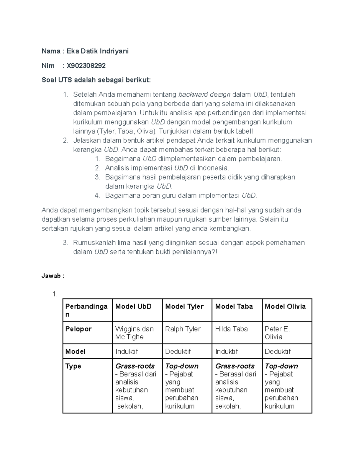 X902308292 Eka Datik Indriyani UTS PPK - Nama : Eka Datik Indriyani Nim ...