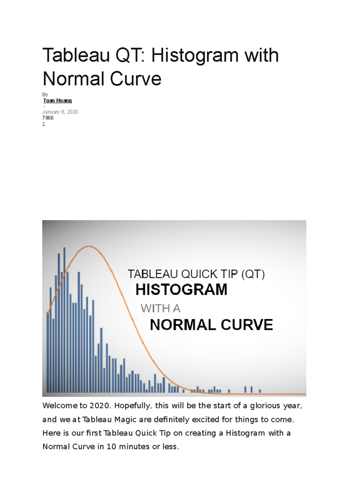 Histogram with Normal Curve - Tableau QT: Histogram with Normal Curve ...