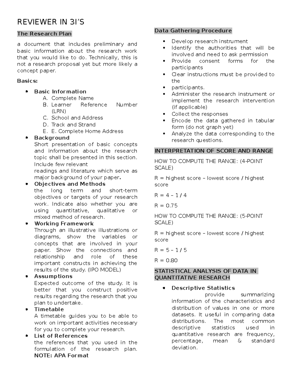 Reviewer-IN-3IS - I hope this could help you. - REVIEWER IN 3I’S The ...