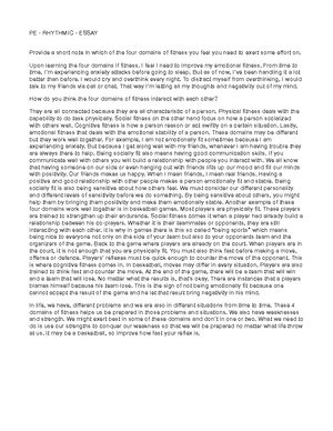 PE - Physical Education - Essay - Studocu
