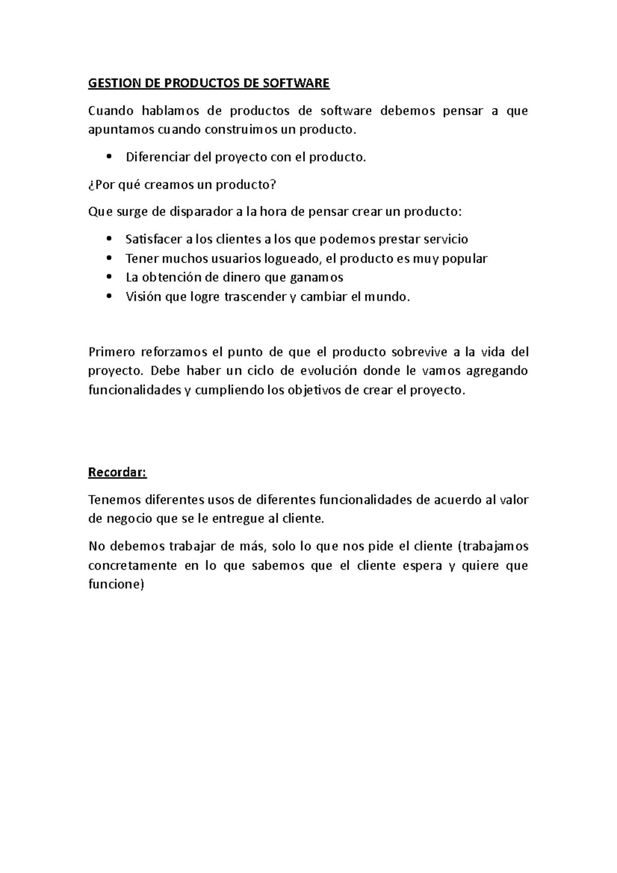 3. Gestión de Productos - GESTION DE PRODUCTOS DE SOFTWARE Cuando ...