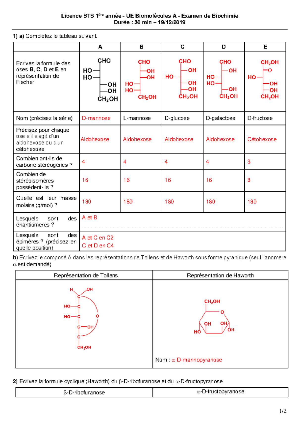 Glucide - dddddddd - 1 / Licence STS 1ère année - UE Biomolécules A ...
