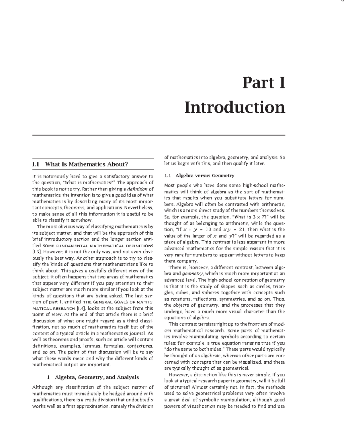 What-is-mathematics-about part 1 - Part I Introduction I What Is ...