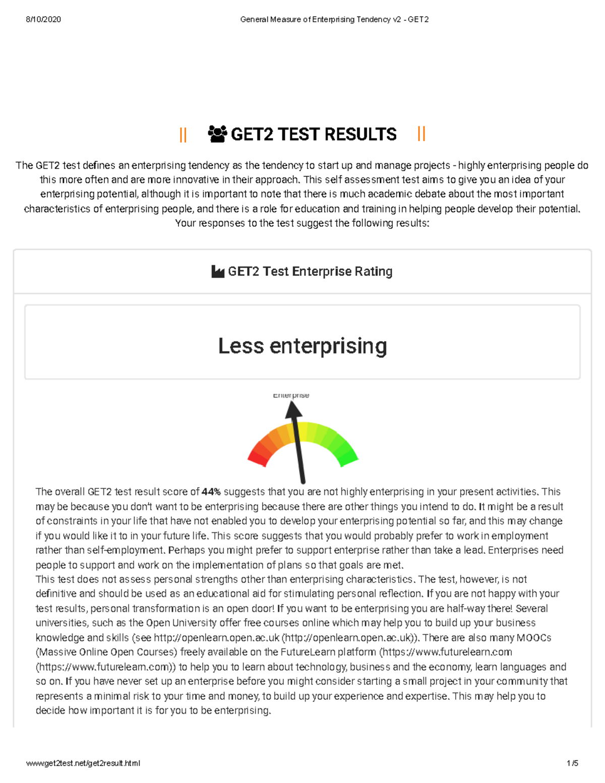 General Measure of Enterprising Tendency v2 - GET2 - The GET2 test ...
