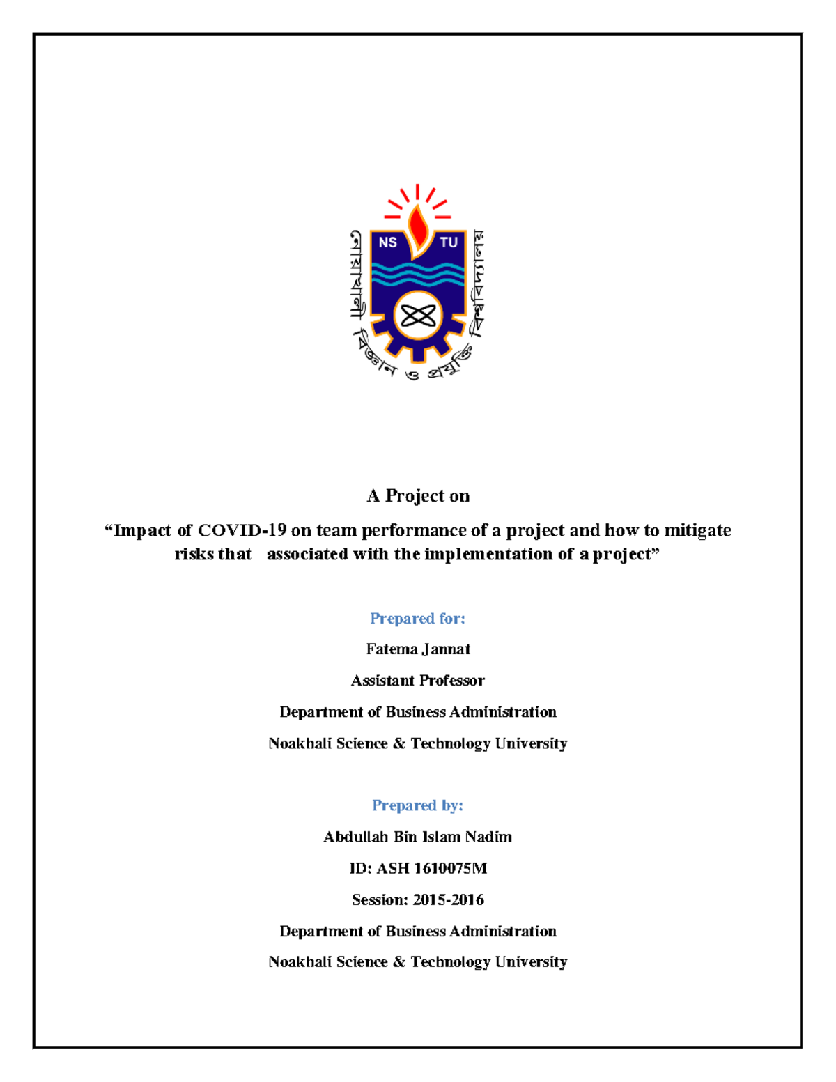 Project - As the impacts of the novel COVID-19 pandemic continue to ...