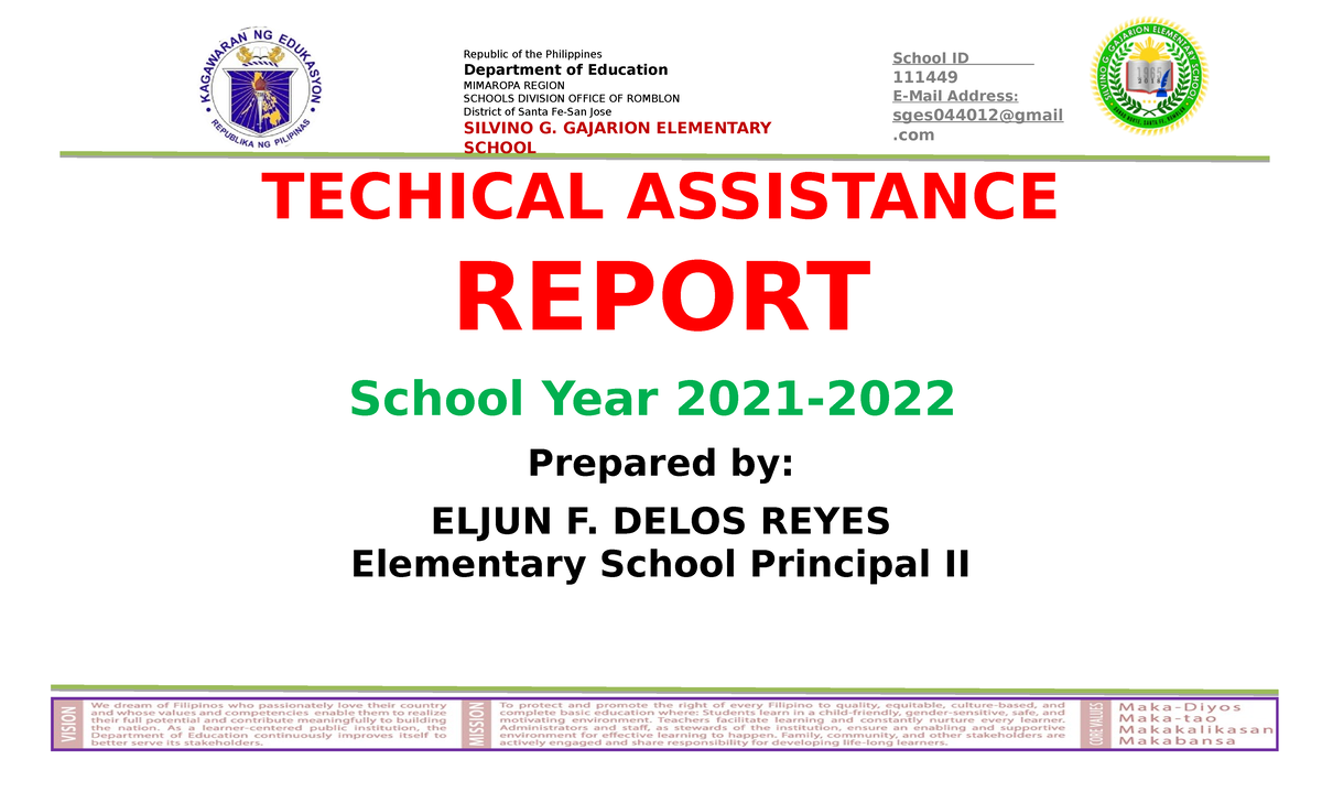Technical Assistance Plan Output - TECHICAL ASSISTANCE REPORT School ...