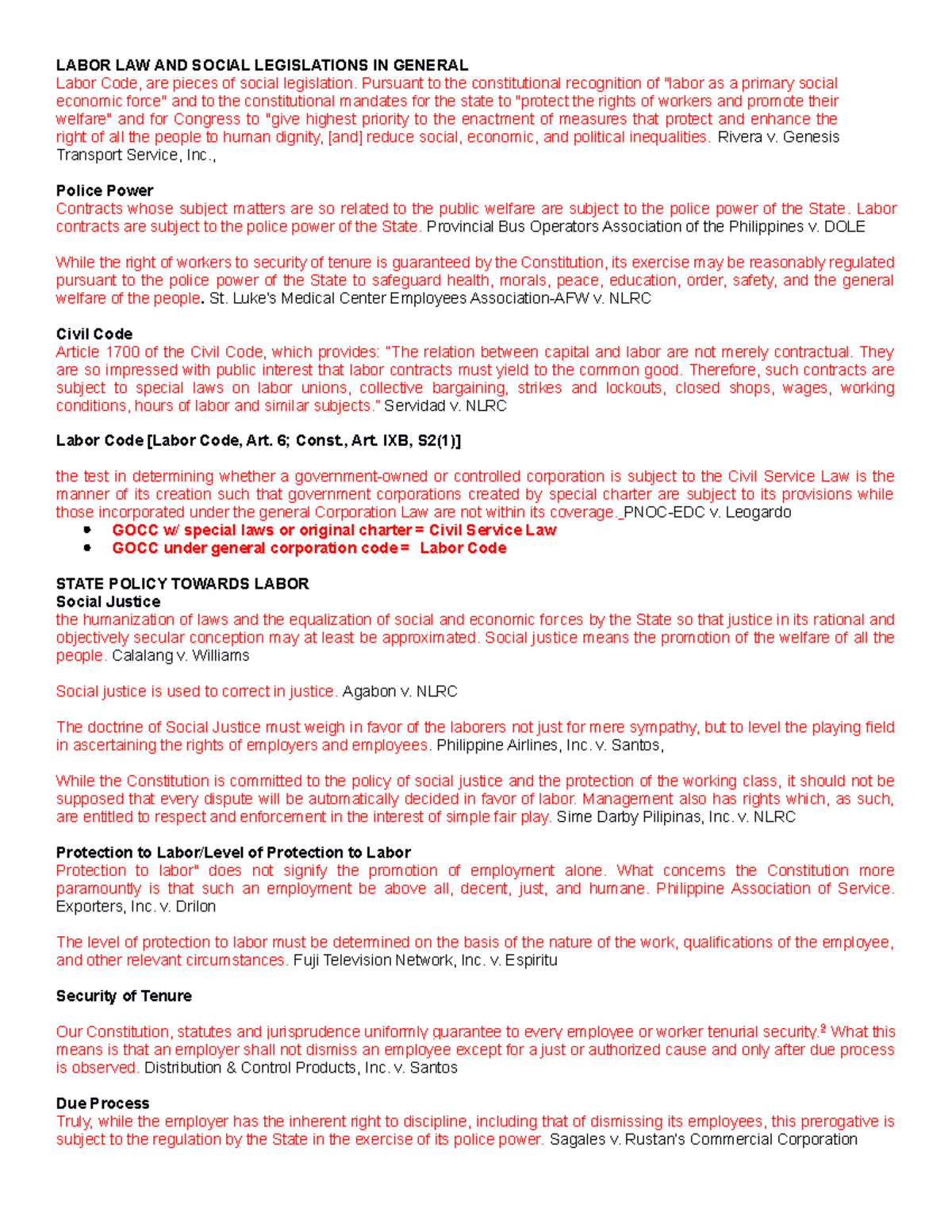 Labor LAW - LABOR LAW AND SOCIAL LEGISLATIONS IN GENERAL Labor Code ...
