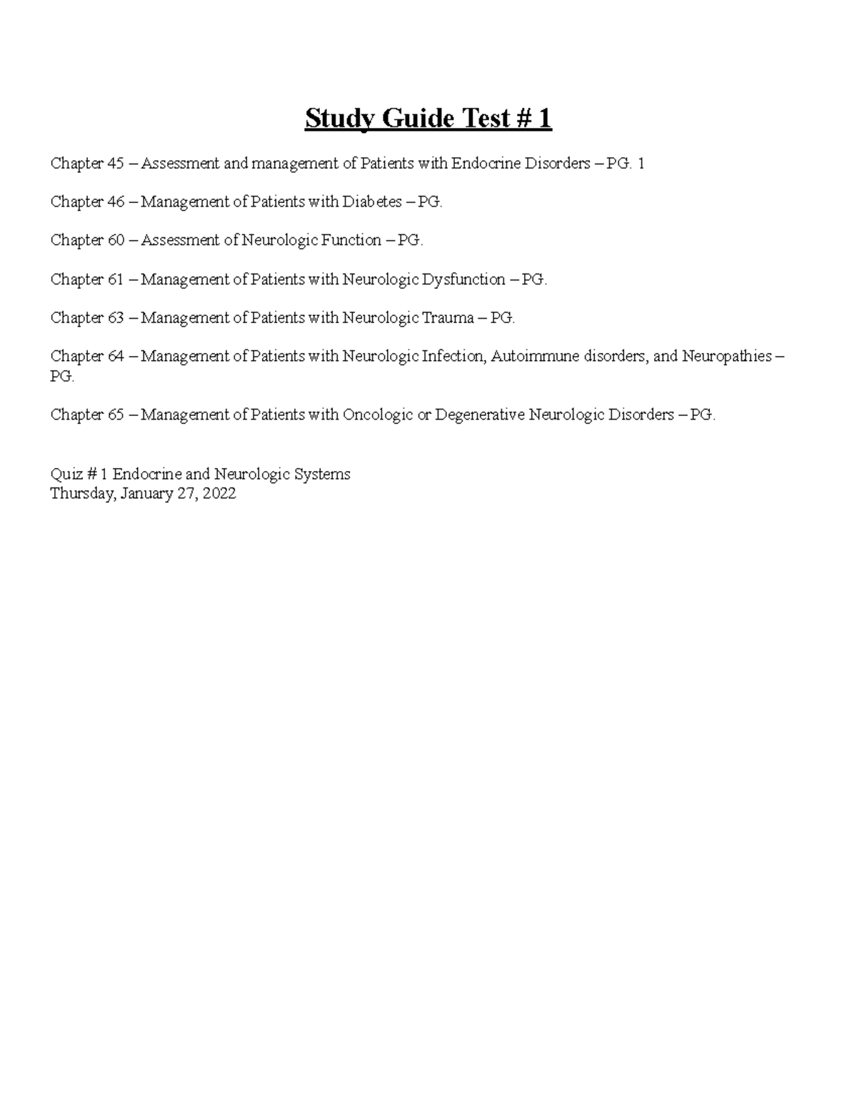 1211 study guide test 1 - N/A - Study Guide Test # 1 Chapter 45 ...