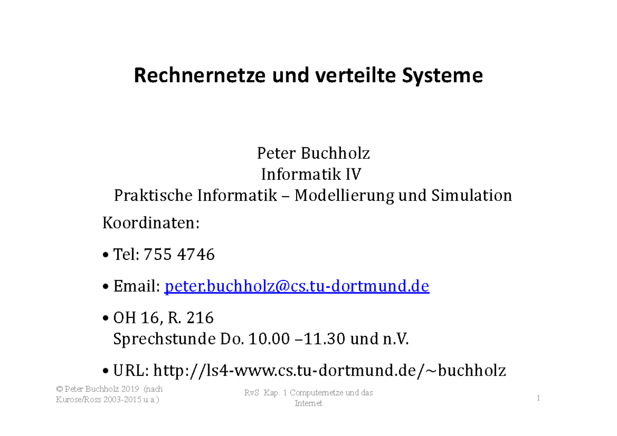 Rv S1 - Rv S1 - Rechnernetze und verteilte Systeme © Peter Buchholz ...