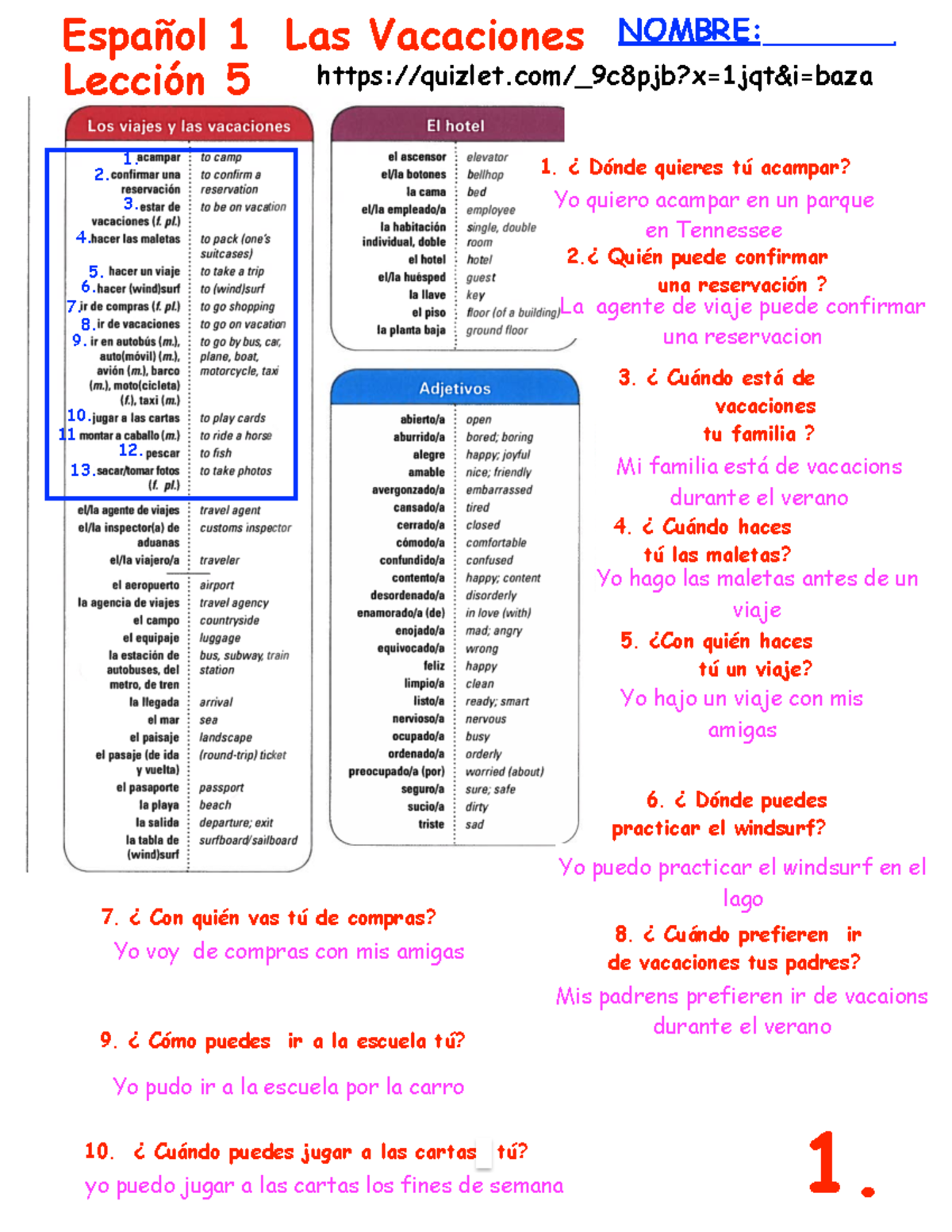 1. Paquete -Español 1 Lección 5 Paquete - PDF copy 3 - 1. Español 1 ...