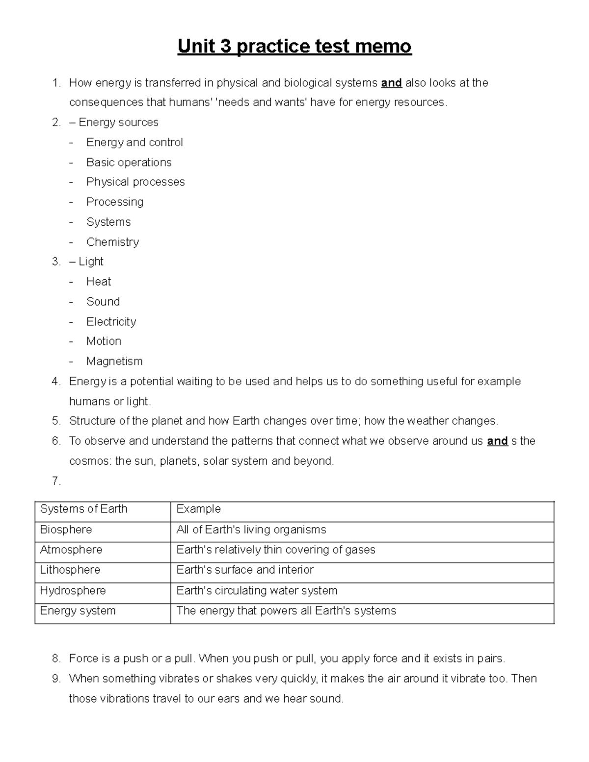 Unit 3 practice test memo - Unit 3 practice test memo How energy is ...