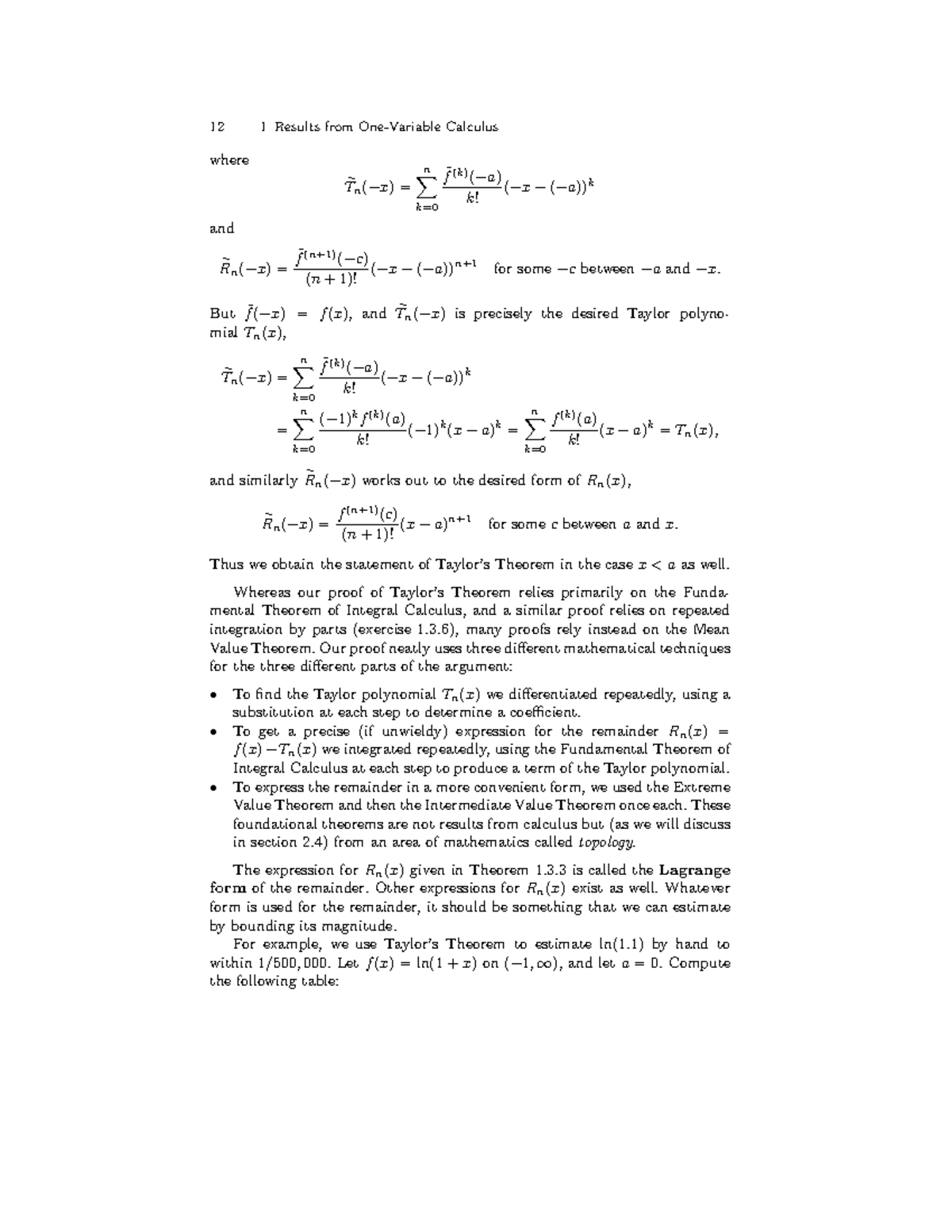 Multivariable Calculus-6 - 12 1 Results from One-Variable Calculus ...