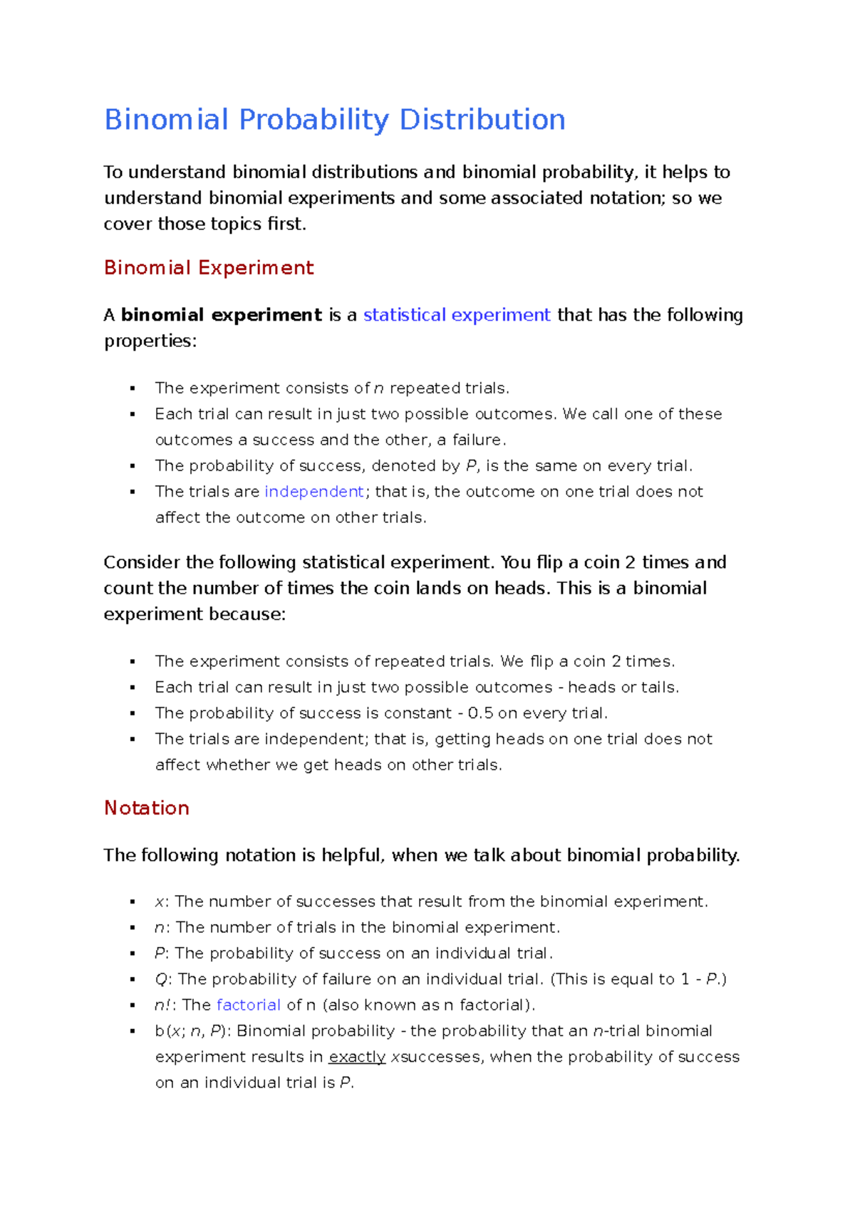 Binomial Experiment - Binomial Probability Distribution To understand ...