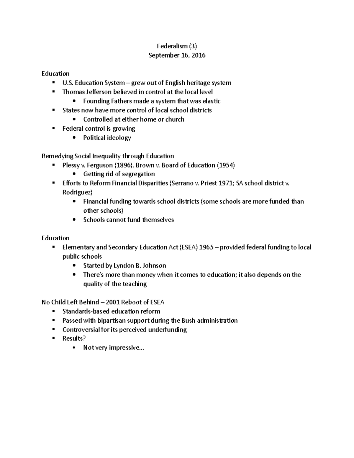 Federalism - Taught by Professor Dillard at TAMUCC - Federalism (3 ...