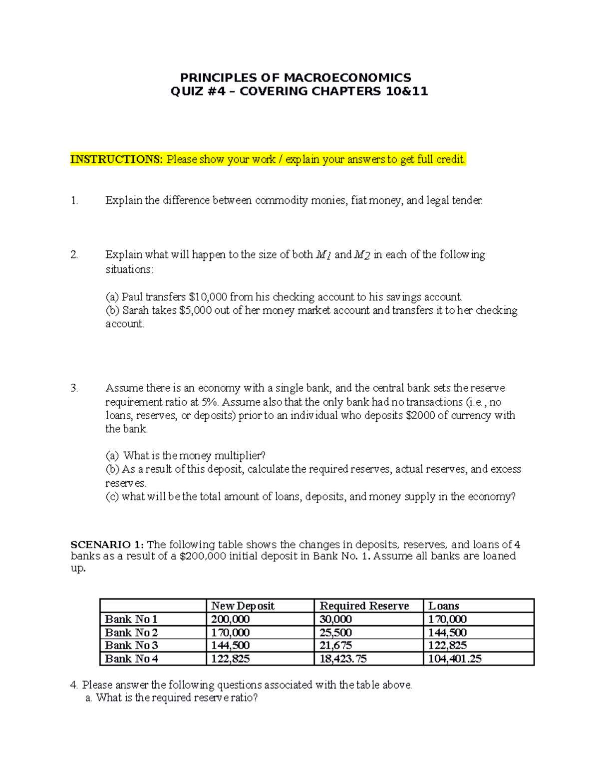 Quiz4 Questions - gju9enursn - PRINCIPLES OF MACROECONOMICS QUIZ #4 ...