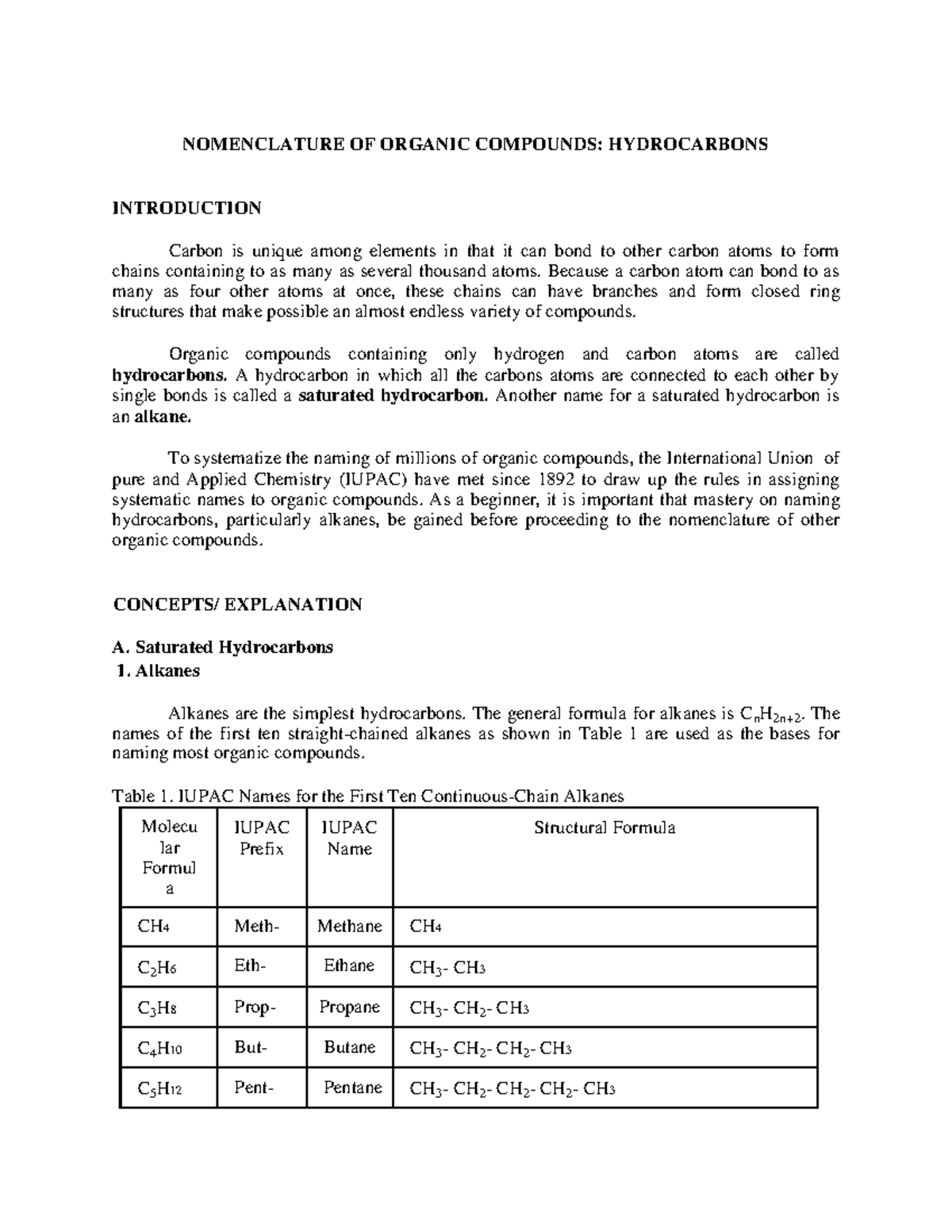 Nomenclature of Organic Compounds - Chemistry - WMSU - Studocu