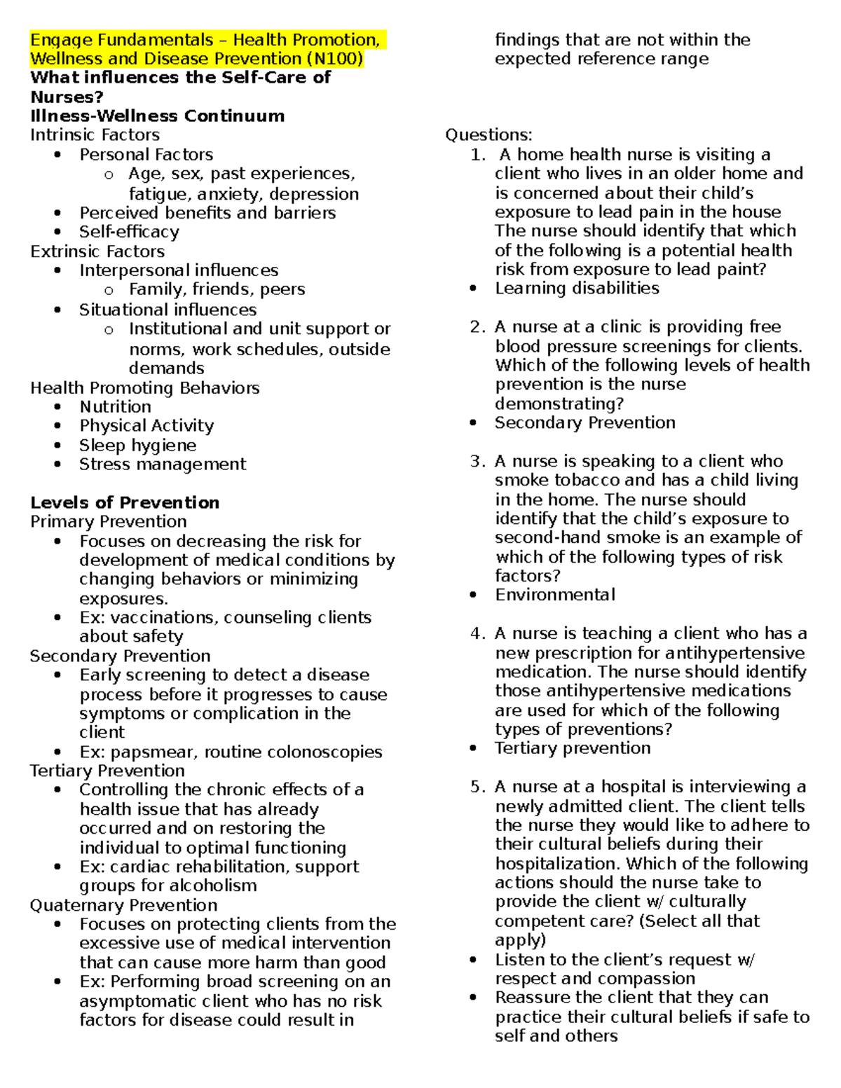 Engage Fundamentals - Health Promotion Notes - Engage Fundamentals ...