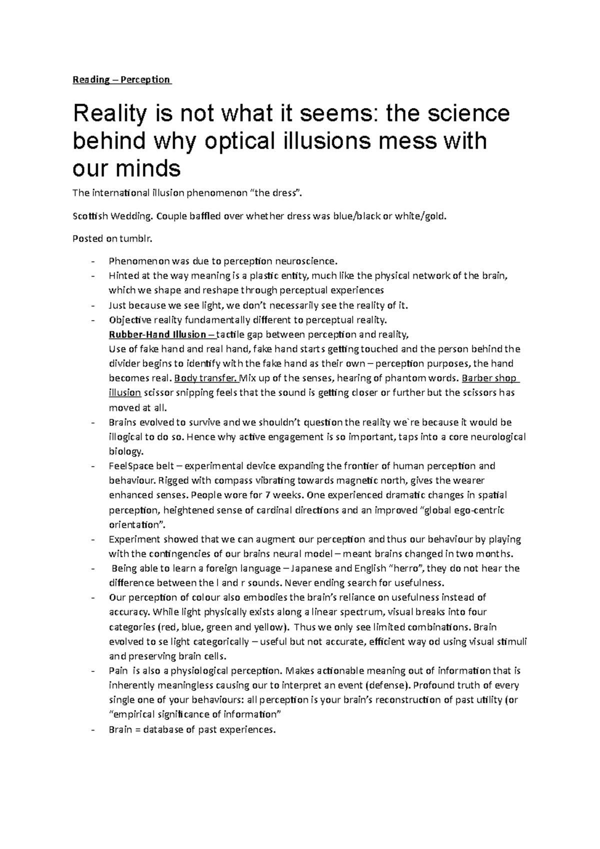 Perception Reading - Reading – Perception Reality is not what it seems ...