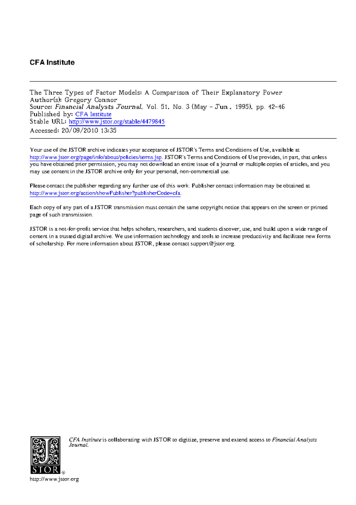 Connor the three-types of factor models - CFA Institute The Three Types ...
