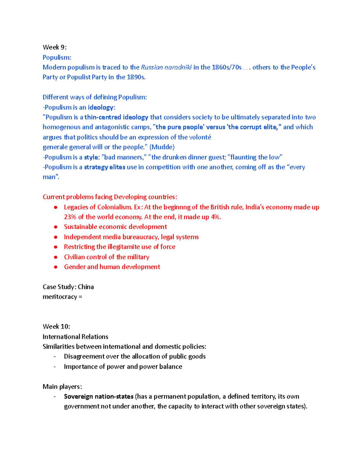 POG: Lecture 9-11 Notes (Exam-Prep) - Week 9: Populism: Modern populism ...