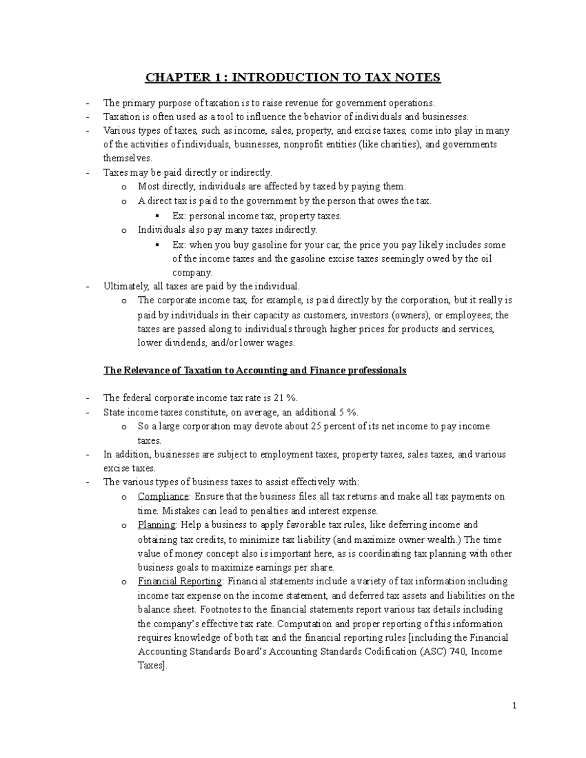 Chapter 1 Notes CHAPTER 1 INTRODUCTION TO TAX NOTES The Primary chapter-1-notes-chapter-1-introduction-to-tax-notes-the-primary