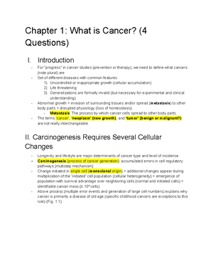 Cancer Exam 2 Study Guide - Cancer Exam 2 Study Guide CHAPTER 5 ...