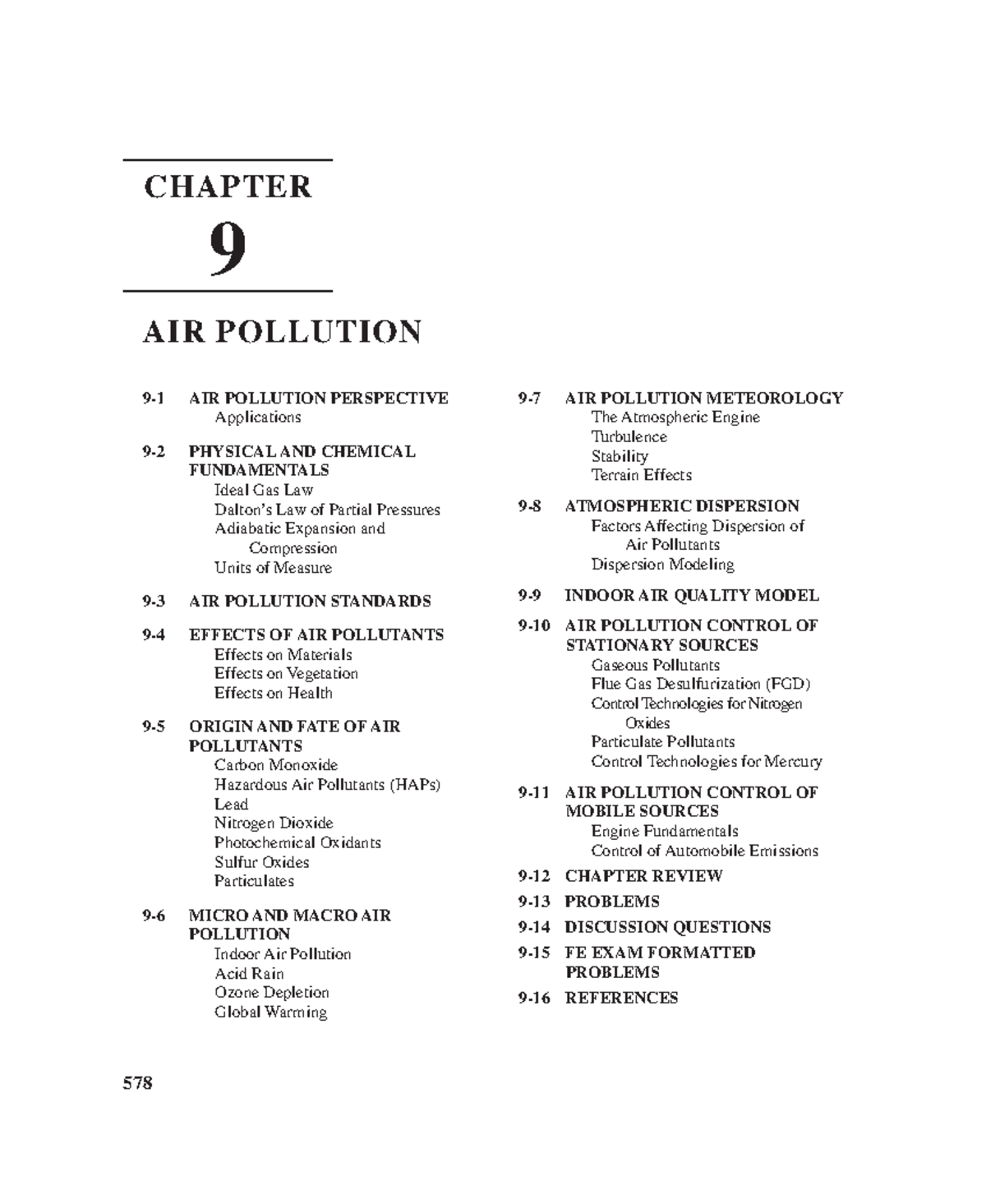 Chapter 9 Introduction to Environmental Engineering - 578 9-1 AIR ...