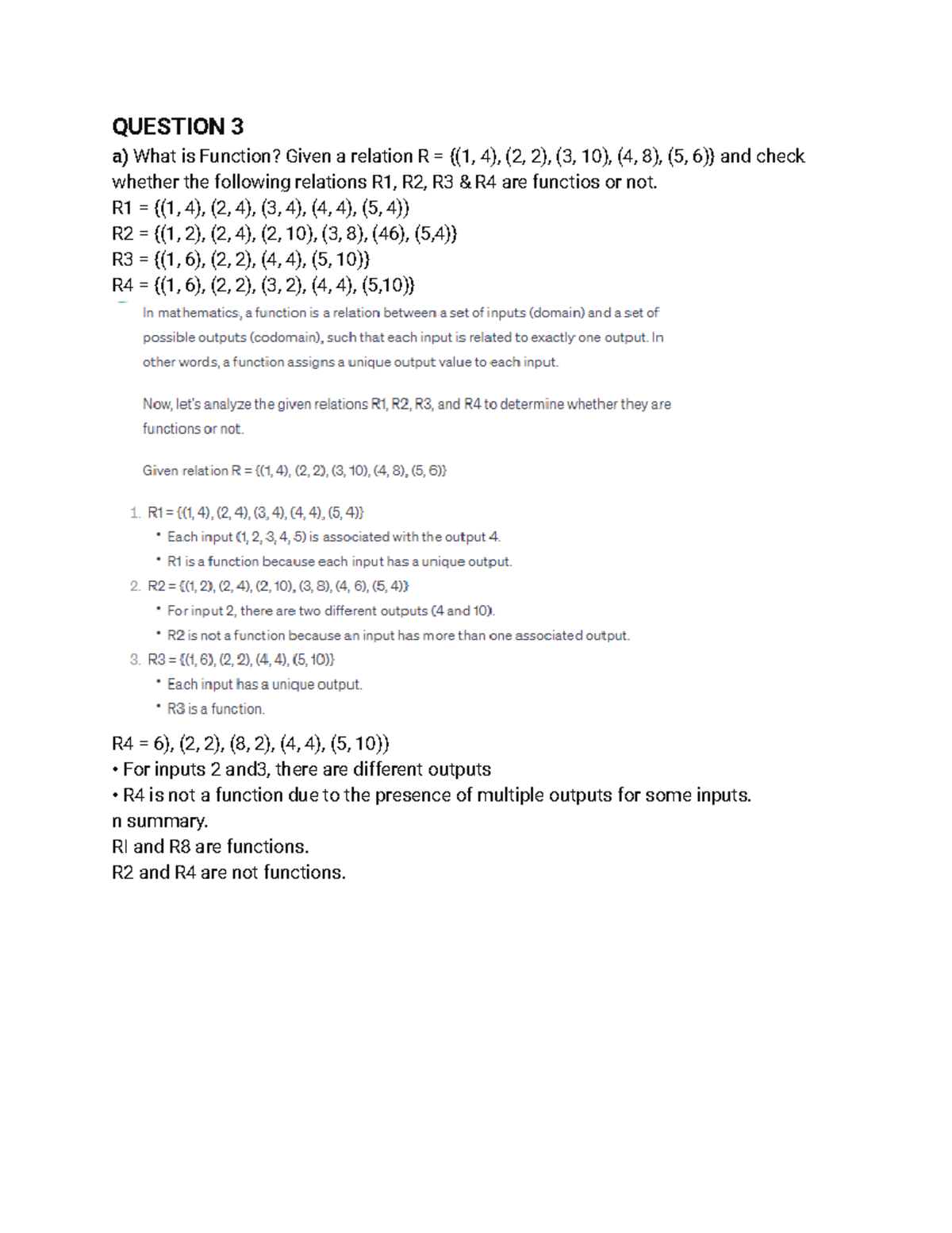 DM ANS DEC23 - Document - QUESTION 3 a) What is Function? Given a ...