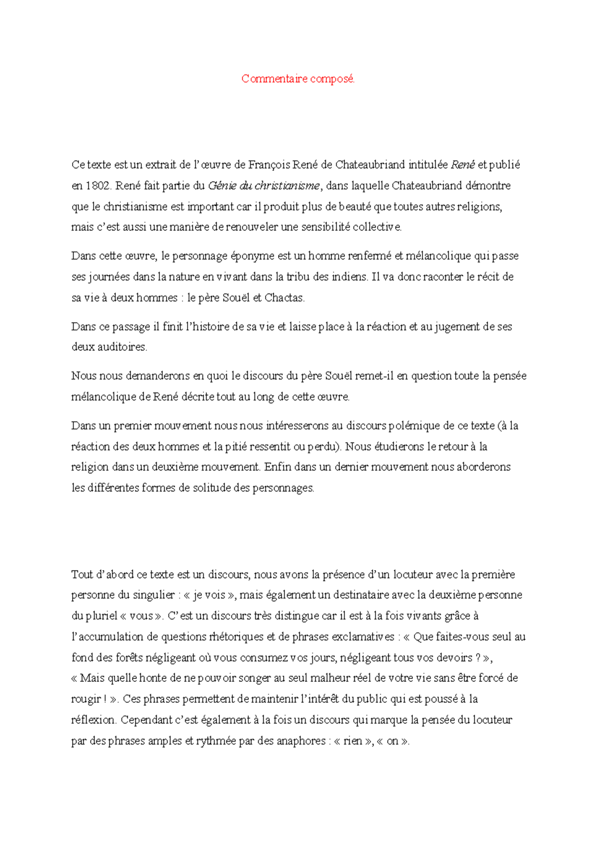 Exemple De Commentaire Compos Sur Le Roman Pdf Exemple De Groupes