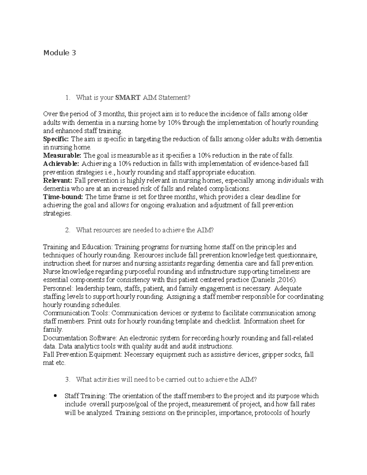 Leadership course - Module 3 1. What is your SMART AIM Statement? Over ...